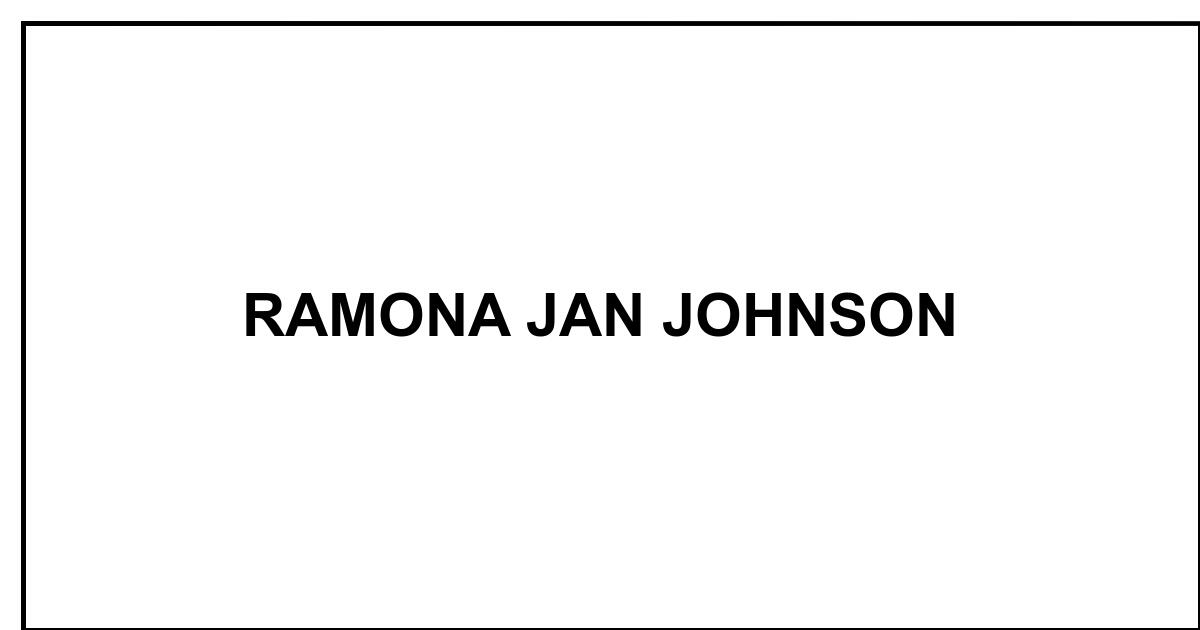 Obituary: RAMONA JAN JOHNSON